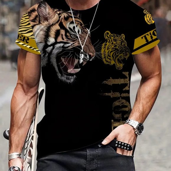 Shirts | 498 Fierce Tiger Animal Theme Pattern Print Mens Comfy Tshirt ...
